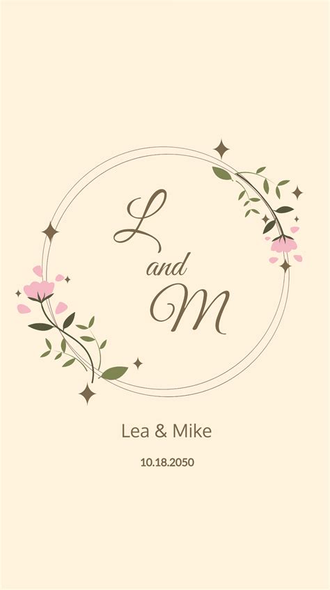 Free Wedding Monogram Mobile Wallpaper Template To Edit Online