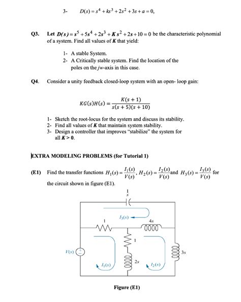 Solved Control Engineering Tutorial 4 Q1 Find The Transfer