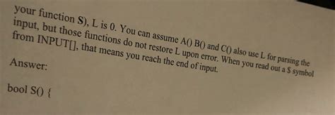 Solved Given The Below Grammar For S Grammars For Chegg