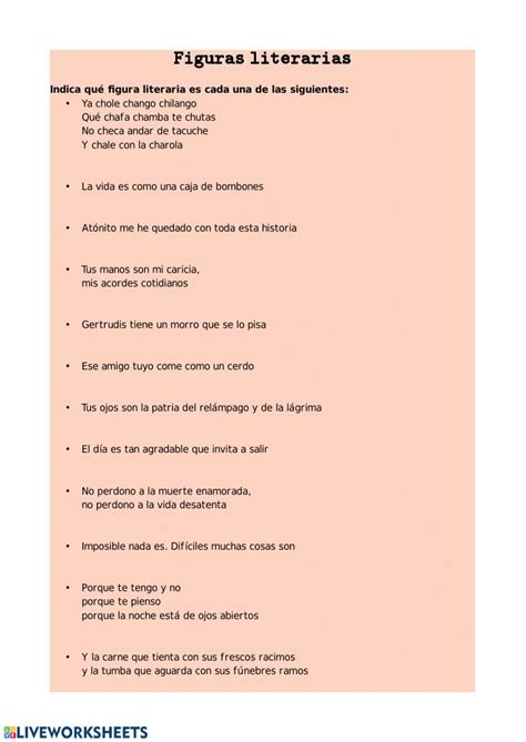 Figuras Literarias Interactive Worksheet