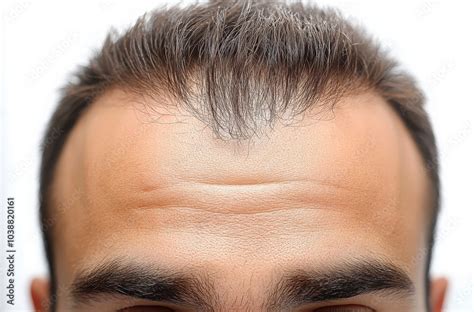 Man Displaying His Hairline And Scalp In Front Of A White Background
