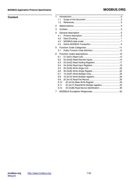 Modbus Application Protocol V1 Pdf Communications Protocols