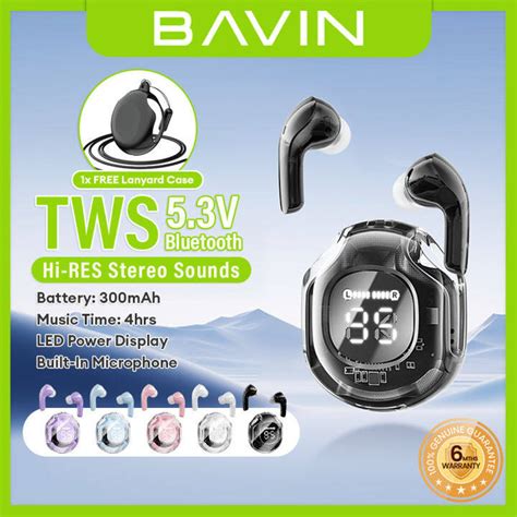 Bavin Ba66 Hifi Tws Earphone Wireless Bluetooth Stereo Audio Sounds