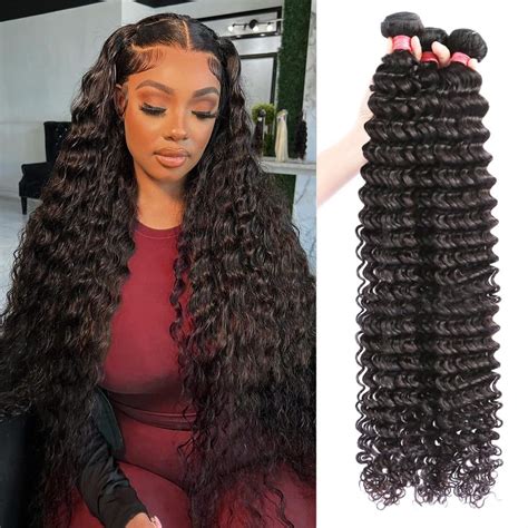 12a Deep Wave Human Hair Bundles 24 26 28 Inch Brazilian Deep Wave Curly Bundles