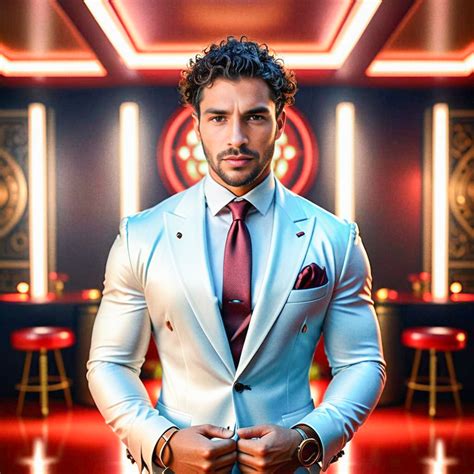 Confident Man In White Suit With Red Tie
