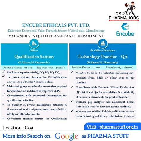 Encube Ethicals Jobs Qa Executive Sr Officer Officer