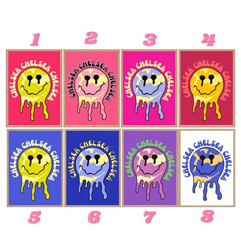 Smiley Face Poster Custom Name Preppy Room Decor Preppy Etsy