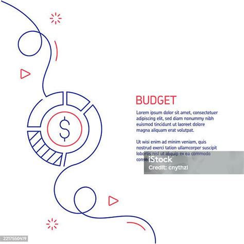 예산 아이콘의 연속 선 그리기 손으로 그린 기호 벡터 그림입니다 얇은 파란색과 빨간색 선이 있는 미니멀한 디자인 0명에 대한 스톡 벡터 아트 및 기타 이미지 Istock