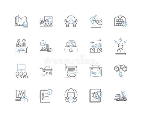 Company Operations Line Icons Collection Efficiency Productivity