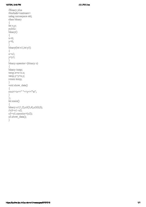 Binary Code Object Oriented Programing 10724 348 Pm 1 Lpu