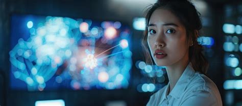 Woman Focused On Data Analysis In A Modern Tech Environment Premium Ai Generated Image