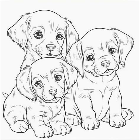 Premium Ai Image Three Puppies Sitting On The Ground Coloring Pages