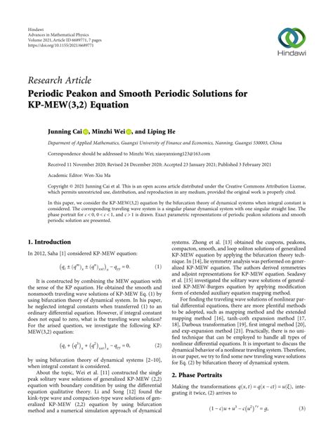 Pdf Periodic Peakon And Smooth Periodic Solutions For Kp Mew32 Equation