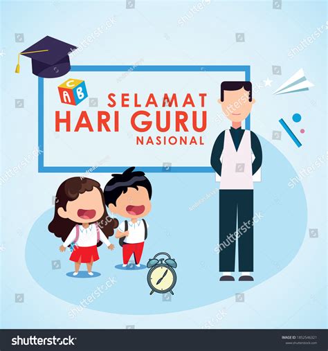Selamat Hari Guru Translation Happy Teachers เวกเตอร์สต็อก ปลอดค่า