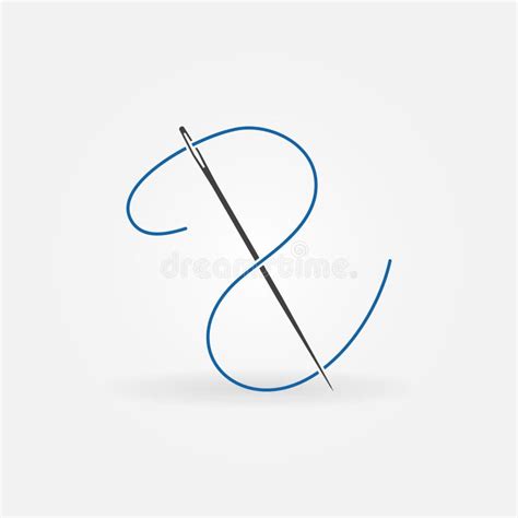 Sewing Needle With Blue Thread Vector Tailoring Icon Or Sign Stock