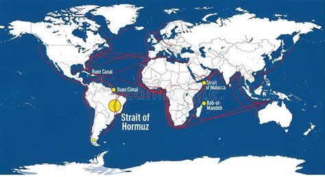 Strategic Map Of Strait Of Hormuz Shipping Routes And Oil Tanker