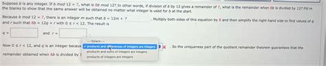 answered suppose b is any integer if b mod 12 … bartleby