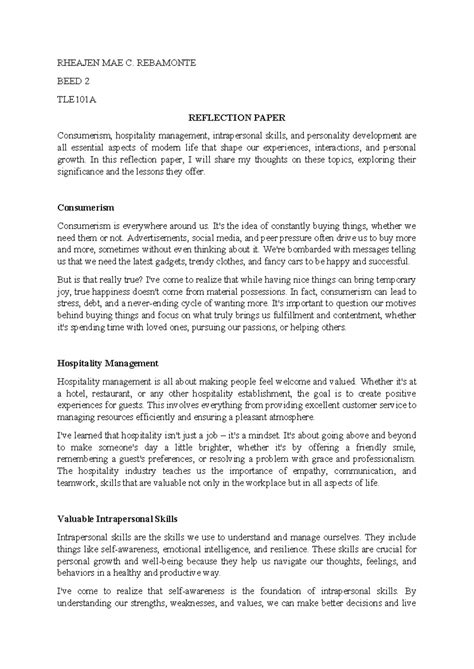 Reflection Tle Rheajen Mae C Rebamonte Beed 2 Tle101a Reflection