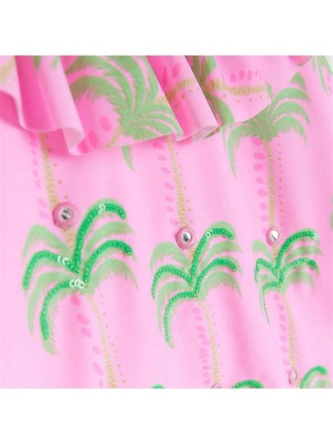 River Island Girls Palm Frill Swimsuit Pink Uk