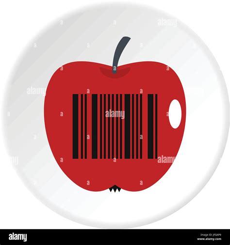 Red Apple With Barcode Icon Circle Stock Vector Image And Art Alamy