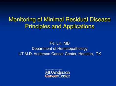 Ppt Monitoring Of Minimal Residual Disease Principles And