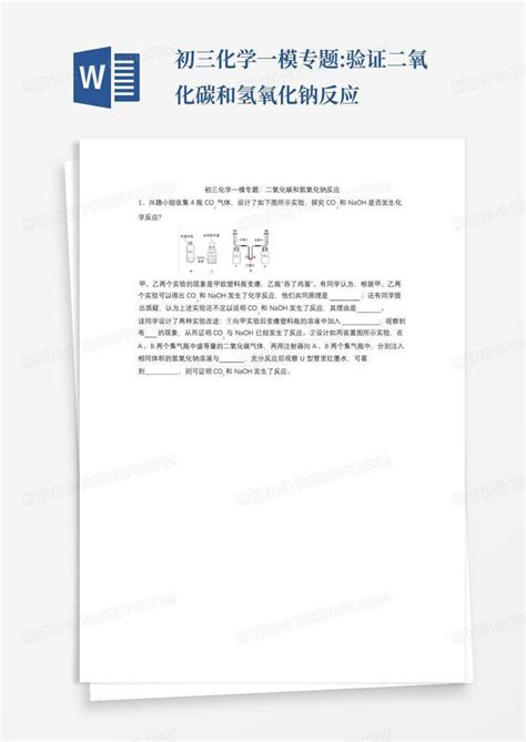 初三化学一模专题验证二氧化碳和氢氧化钠反应word模板下载编号lneprgrg熊猫办公