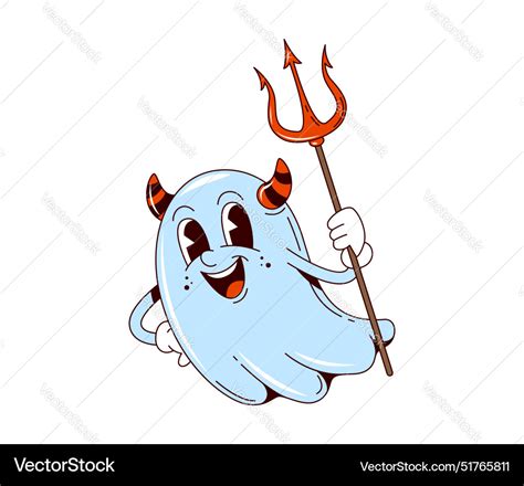 Cartoon Retro Groovy Halloween Ghost Character Vector Image