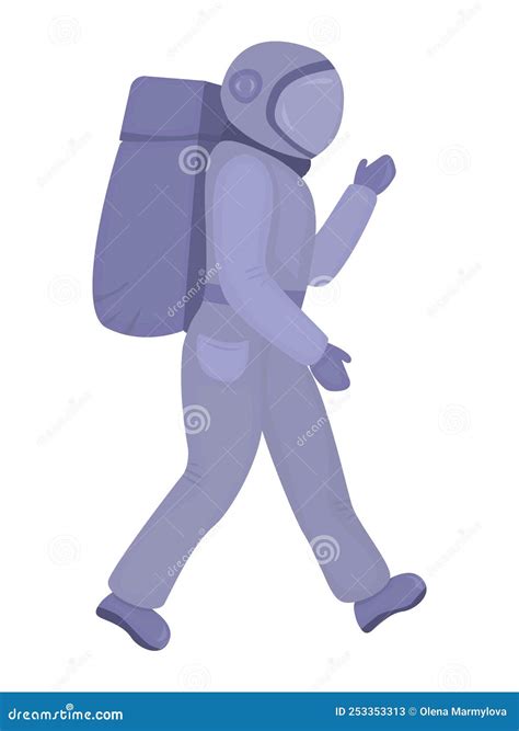 Walking Astronaut In A Grey Space Suit Stock Vector Illustration Of