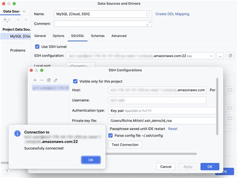 connect to a database with ssh datagrip documentation