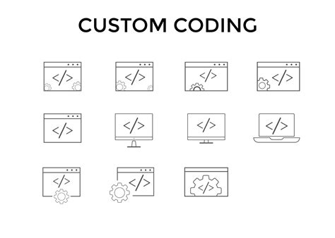 Set Of Custom Coding Icons Vector Illustration Modern Style Custom