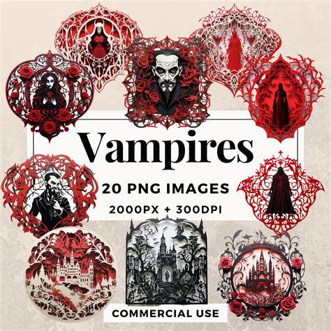 20 Vampires Clipart Pack Instant Download 20 Mysterious Vampire