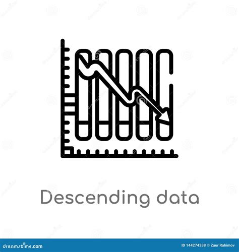 Outline Descending Data Analytics Line Graphic Vector Icon Isolated Black Simple Line Element