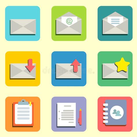 Mail Flat Icons Stock Vector Illustration Of List Internet 34731155