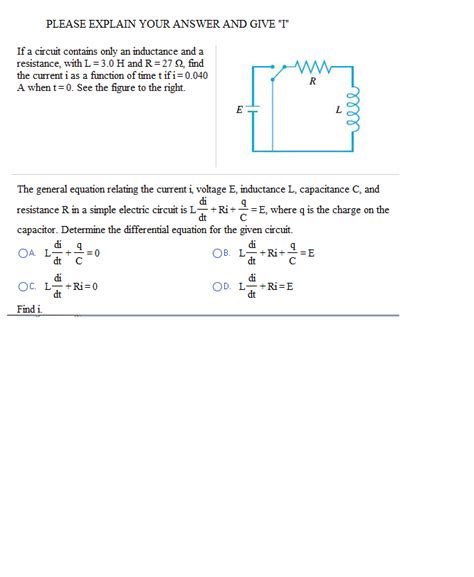 Solved If A Circuit Contains Only An Inductance And A