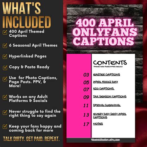 400 April Onlyfans Captions Ideas Bundle Easter 420 Spring Content