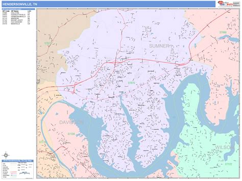 Hendersonville Tennessee Wall Map Basic Style By Mark