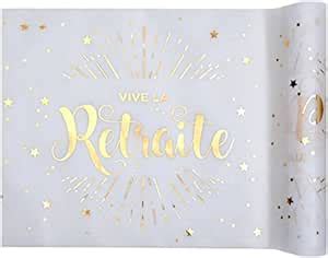 Chal Chemin de table Vive la retraite blanc et or 5 mètres Amazon