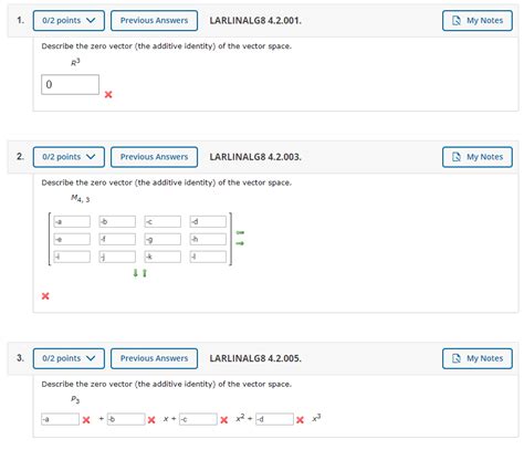 Solved Describe The Zero Vector The Additive Identity Of