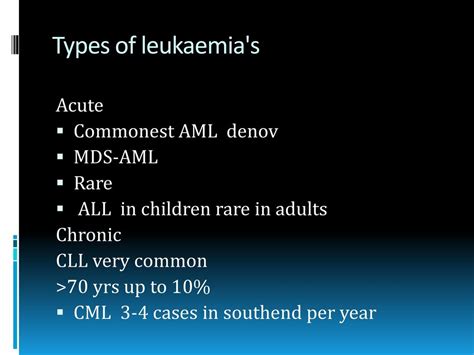 A Brief Of Leukaemia S Dr Amin Islam MB MRCP UK FRCPath UK Consultant Haematologist GP