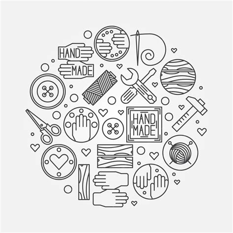Premium Vector Hand Made Vector Concept Round Illustration In Thin