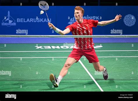 Minsk Belarus 24 June 2019 Anders Antonson Den Plays In The Group Stages Of The Badminton