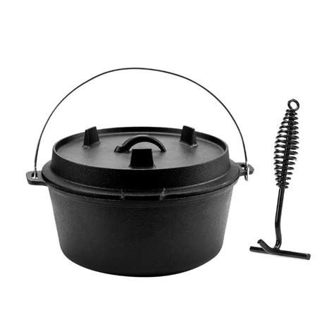 9 Quart Pre Seasoned Cast Iron Dutch Oven With Lid And Lid Lifter