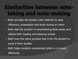 Note Taking Note Making PPT