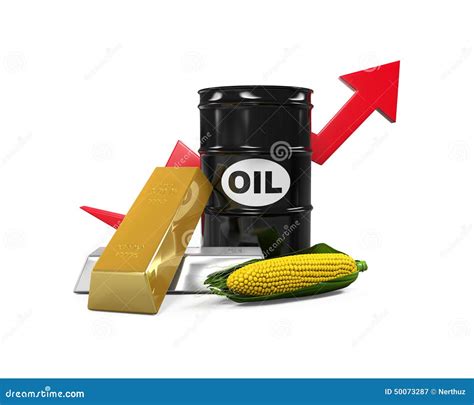 Commodities Oil Corn Gold And Silver Stock Illustration