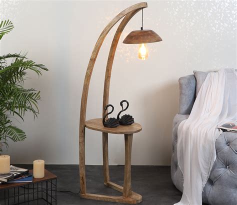 Buy Hayao Shelf Floor Lamp With Wood Base At 40 OFF Online Wooden Street