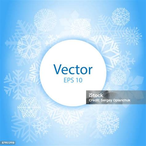 눈송이와 파란색 빛 초록 원 프레임입니다 크리스마스에 눈 배경 텍스트 위한 공간 프레임 벡터 일러스트 레이 션 0명에 대한 스톡 벡터 아트 및 기타 이미지 Istock