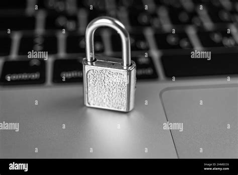 Computer Security Concept Padlock On Computer Keyboard Laptop In
