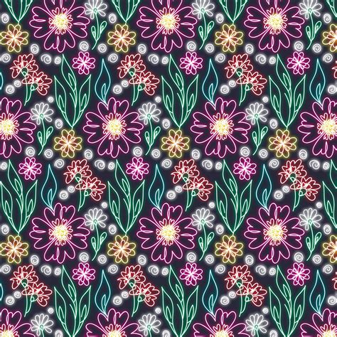 Vector Neon Floral Seamless Pattern 256775 Vector Art At Vecteezy