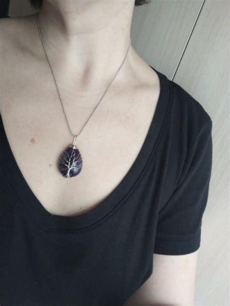 Tree Of Life Natural Gemstone Wire Wrap Pendant Mythic Gods Jewelry