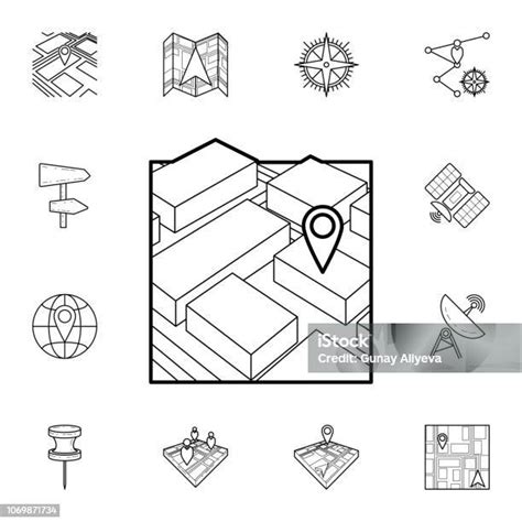 3d 地圖導航圖示詳細的導航圖示集高級平面設計網站網頁設計移動應用的收集圖示之一向量圖形及更多信息圖形圖片 信息圖形 全球定位系統